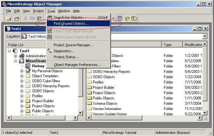 KB14505: How to find unused objects in a project using MicroStrategy Administrator - Object ...