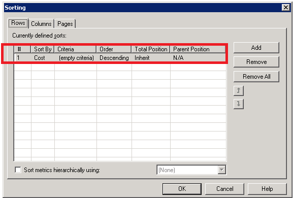 KB439844: Rank metric doesn't sort items correctly when Total is selected in a Page By attribute ...