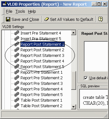 KB12147: How to add additional report post statements in the report VLDB settings in MicroStrategy