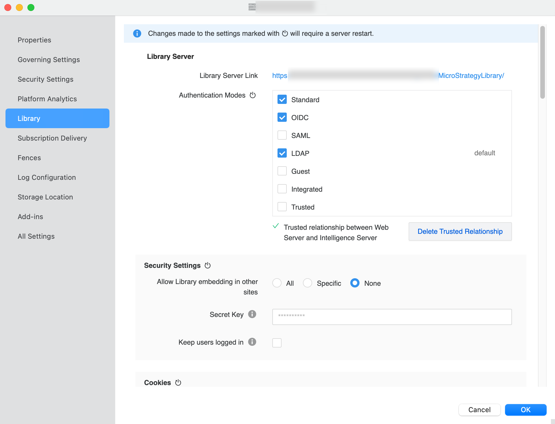 KB485789: Default authentication for Library Web and Mobile login