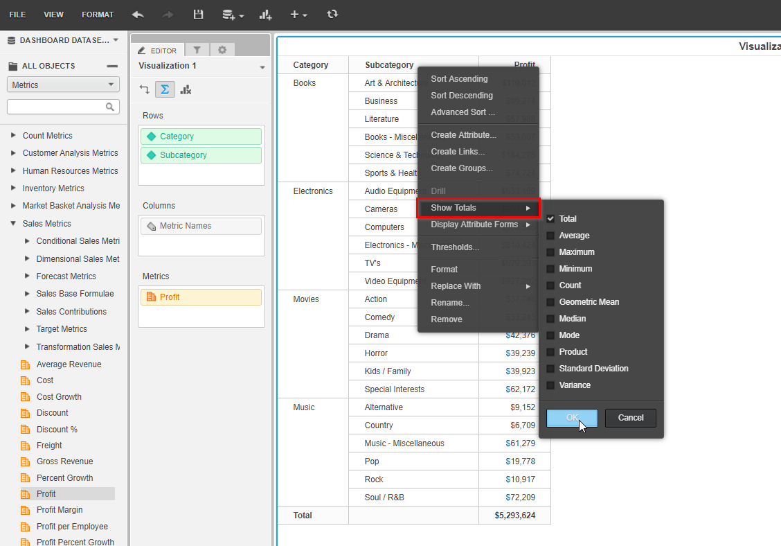 KB439566: How to apply thresholds to subtotals and/or metrics using the ...