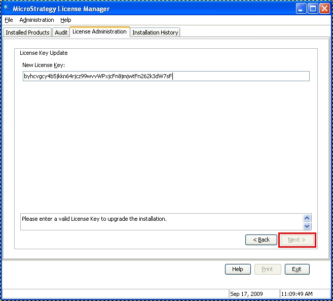 KB31535: The Next button is disabled, grayed out, when applying a new license key in ...