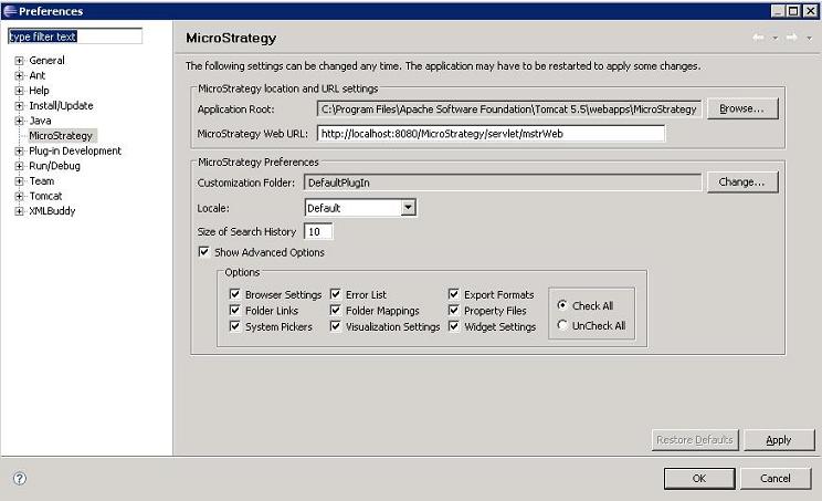 Kb33504 Where Are The Microstrategy Web Customization Editor Eclipse Plugin Preference Settings