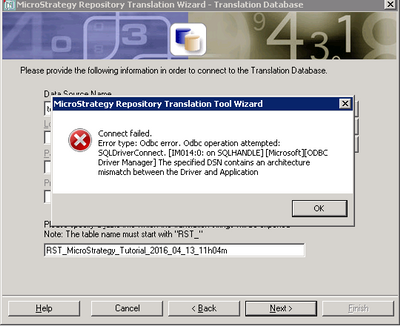 KB292975: "The specified DSN contains an architecture mismatch between the Driver and ...