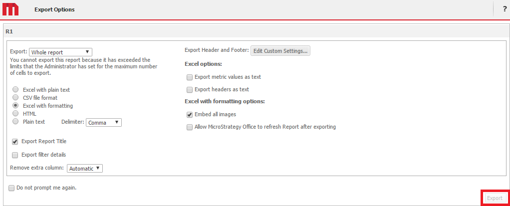 KB16382: How do the ‘Maximum number of cells to export to plain text’ and ‘Maximum number of ...