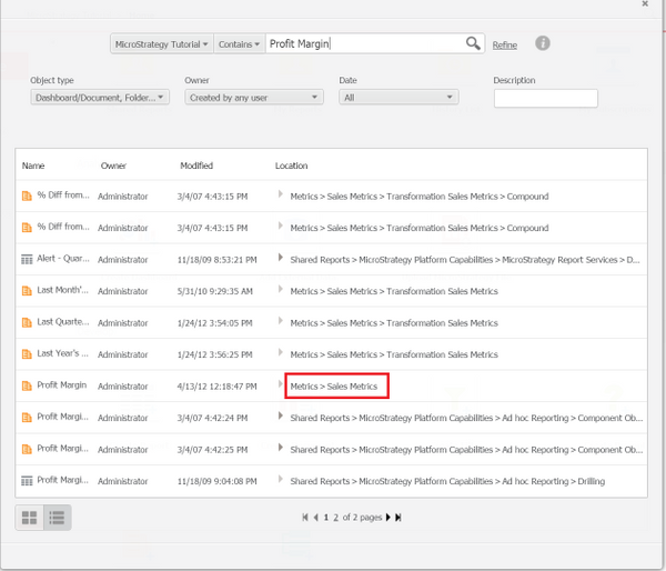 KB321176: How to edit existing metric in MicroStrategy Web.