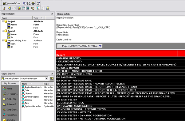 KB20682: How to obtain a list of reports that access a specific database warehouse table by ...