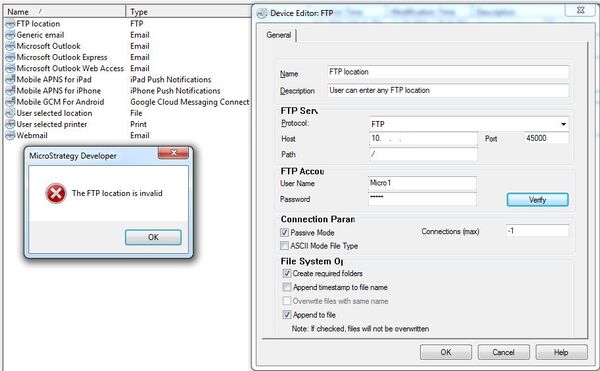 KB319749: While configuring and verifying a FTP device, an error ...
