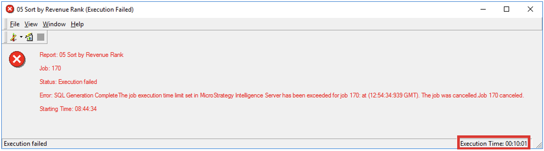 Kb486020 “the Job Execution Time Limit Set In Microstrategy Intelligence Server Has Been
