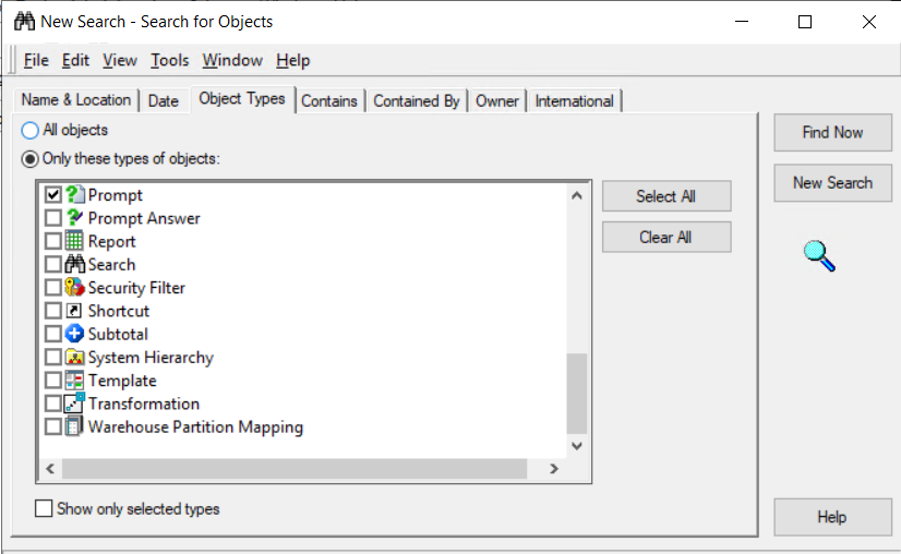 How To Search For All Freeform Sql Reports Which Contains Text Prompt