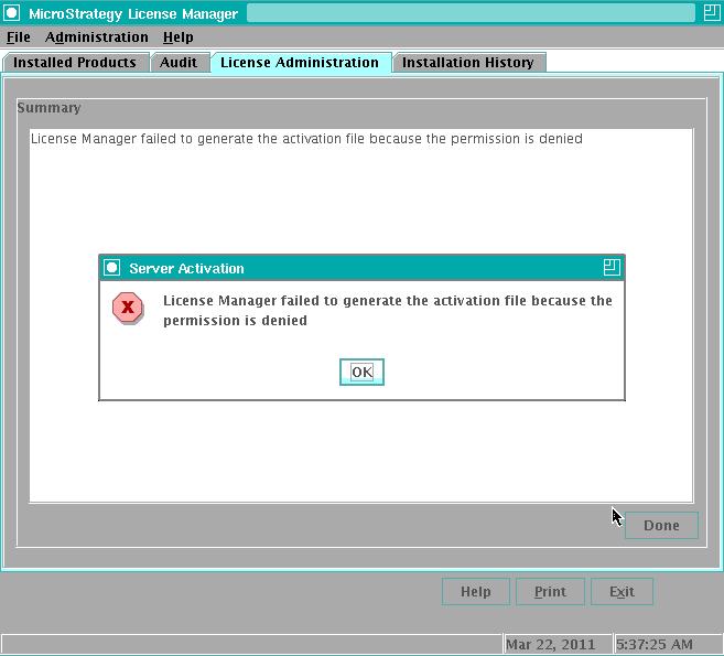 KB35990: "License Manager failed to generate the activation file ...