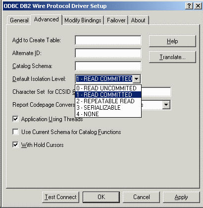 KB15003: How to set the Isolation Level parameter in a Data Source Name (DSN) for an IBM DB2 ...