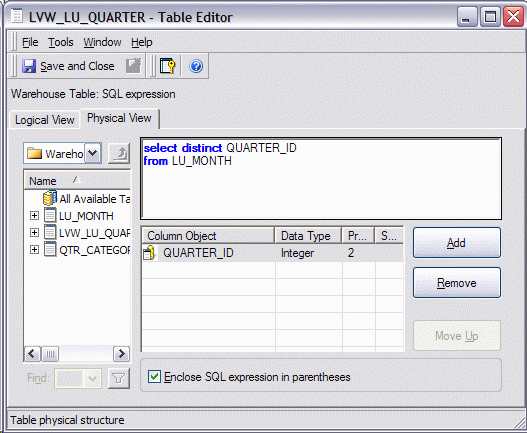 KB9543: VLDB settings to outer join to a lookup table do not create an outer join in ...
