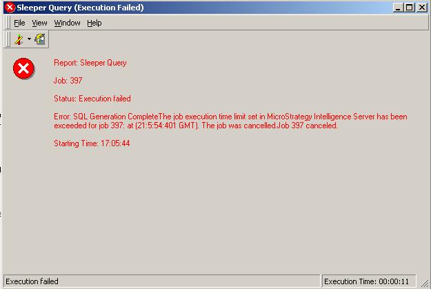 KB18269: 'The job execution time limit set in MicroStrategy ...