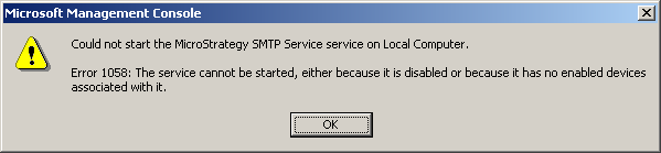 KB10299: “Error 1058: The service cannot be started…” error message appears when attempting to ...