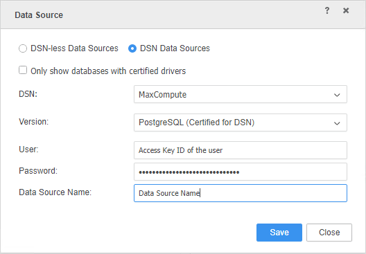 KB484131: How to connect to Ali MaxCompute