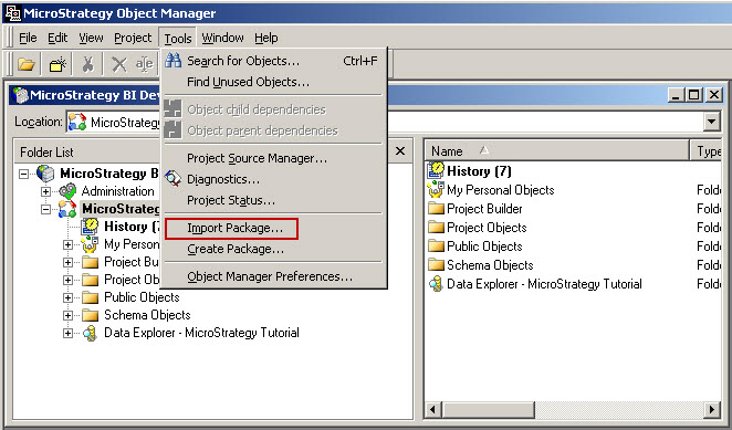 KB31820: How to import an Object Manager package in MicroStrategy 9.4.x ...