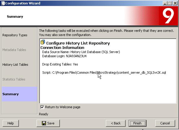 KB20508: How to set up and configure a Database Based History List Repository