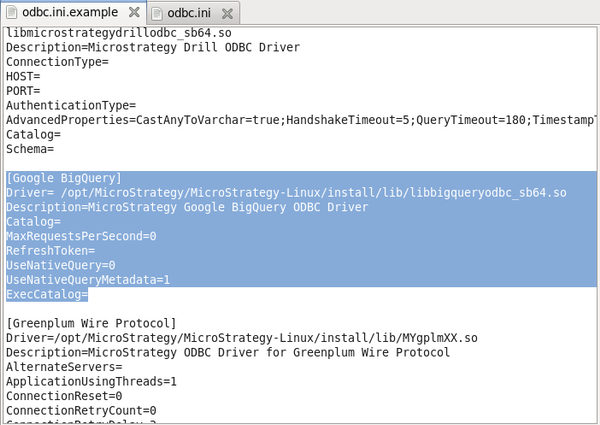 KB299902: How to configure the MicroStrategy Google BigQuery ODBC Driver in Linux with ...