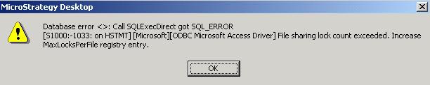 KB31627: "File sharing lock count exceeded. Increase MaxLocksPerFile registry entry" error ...