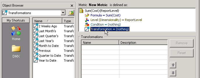 KB39231: How to Create a Transformation Metric in MicroStrategy