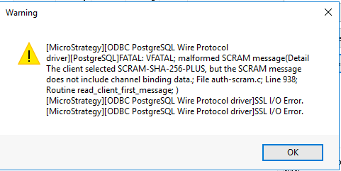 KB485071: MicroStrategy ODBC driver for PostgreSQL Wire Protocol SSL connection fails when ...