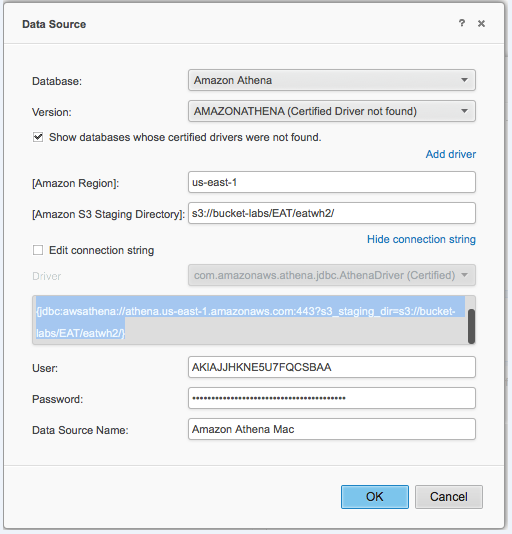 How to connect to Amazon Athena