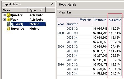 KB42438: How to calculate a metric based on the previous two values of another metric in ...
