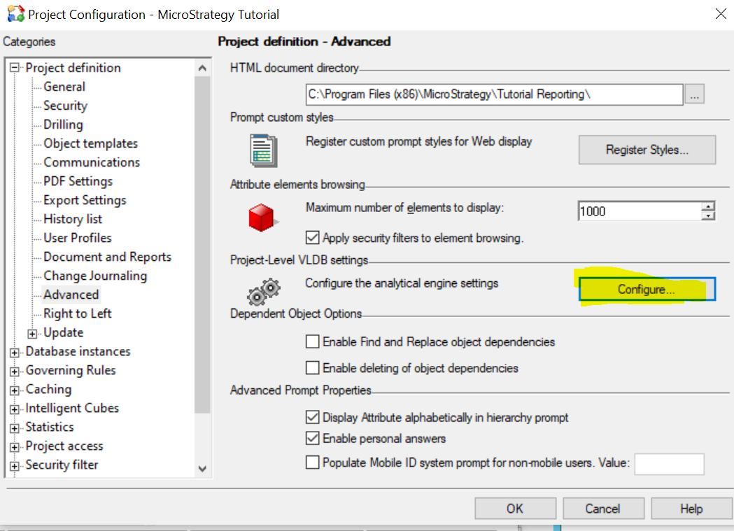 How to configure the Express Tutorial Project in MicroStrategy 2020 and above