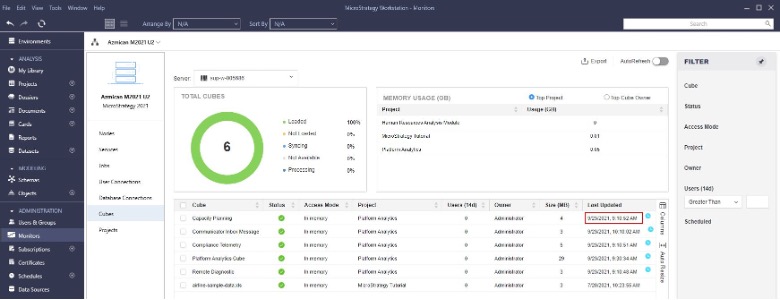KB485254: In Workstation of MicroStrategy 2021 Update1-3 Cube Monitor "Last Updated" timestamp ...