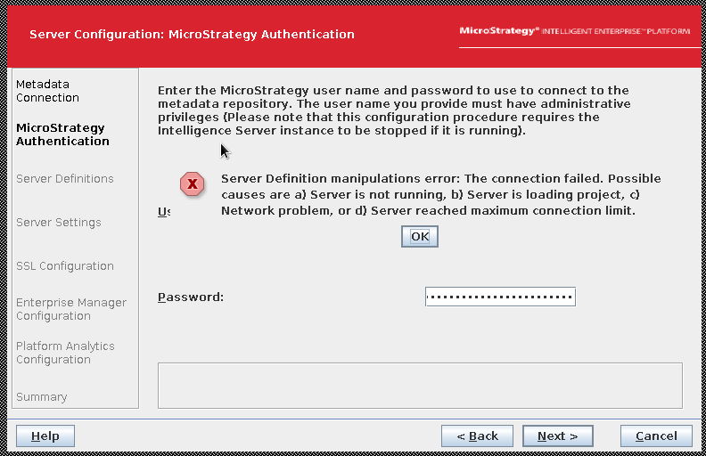The error message ‘The connection failed…d) Server reached maximum ...