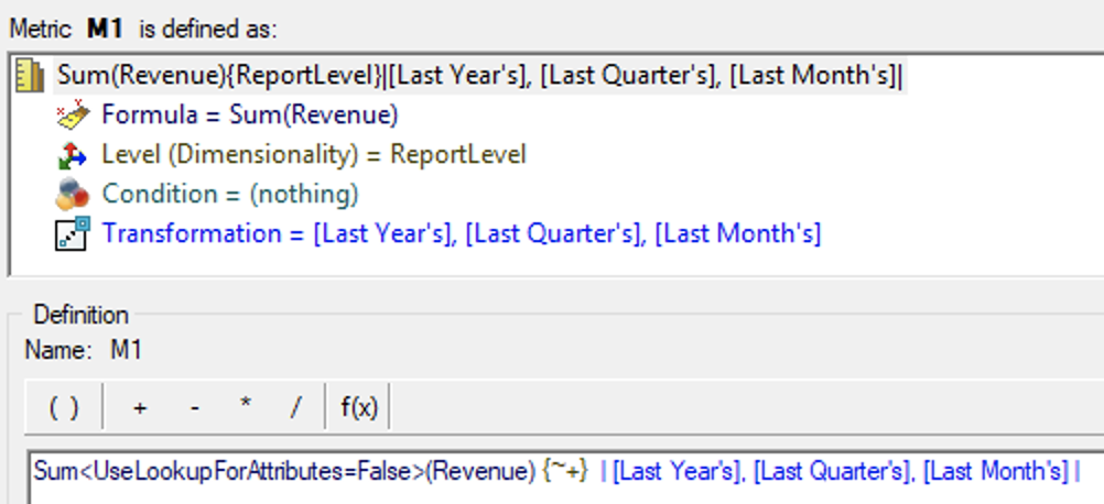 Transformation Metric with multiple transformation levels calculated ...