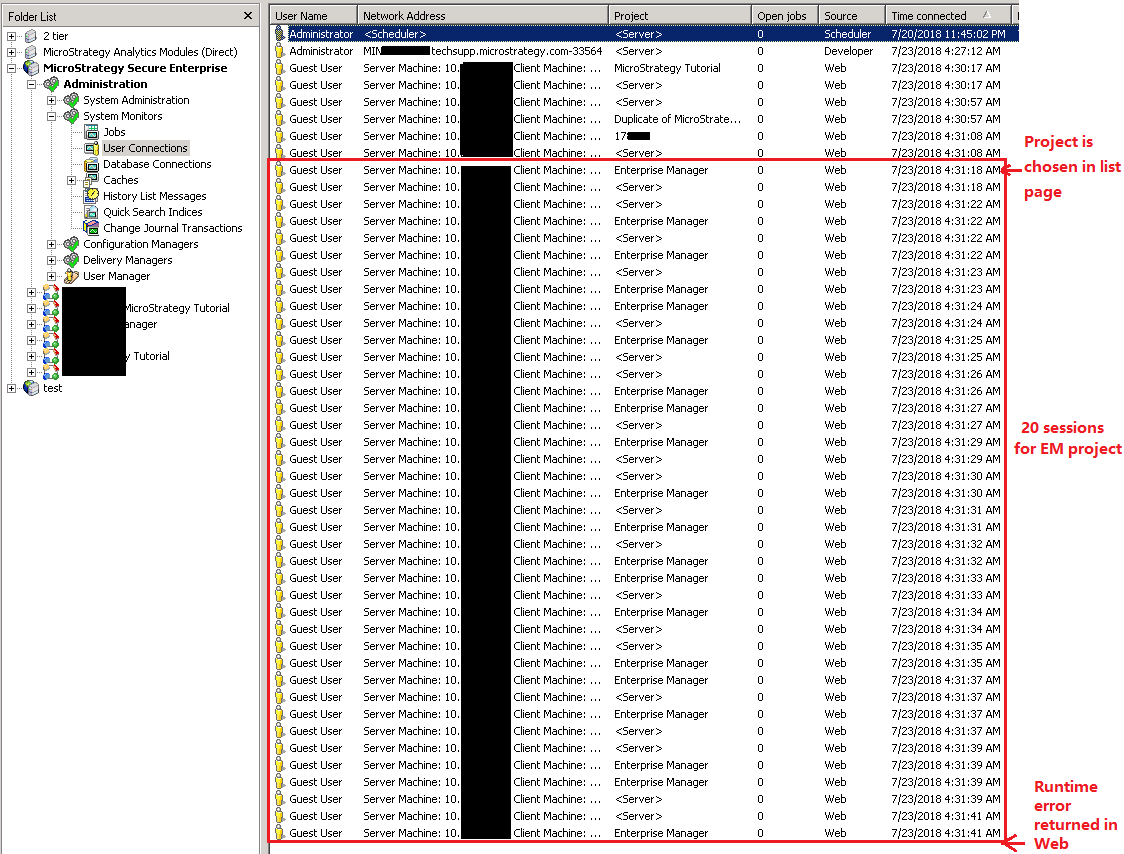 KB441413: Unknown runtime Error “Maximum number of interactive session per user for project ...