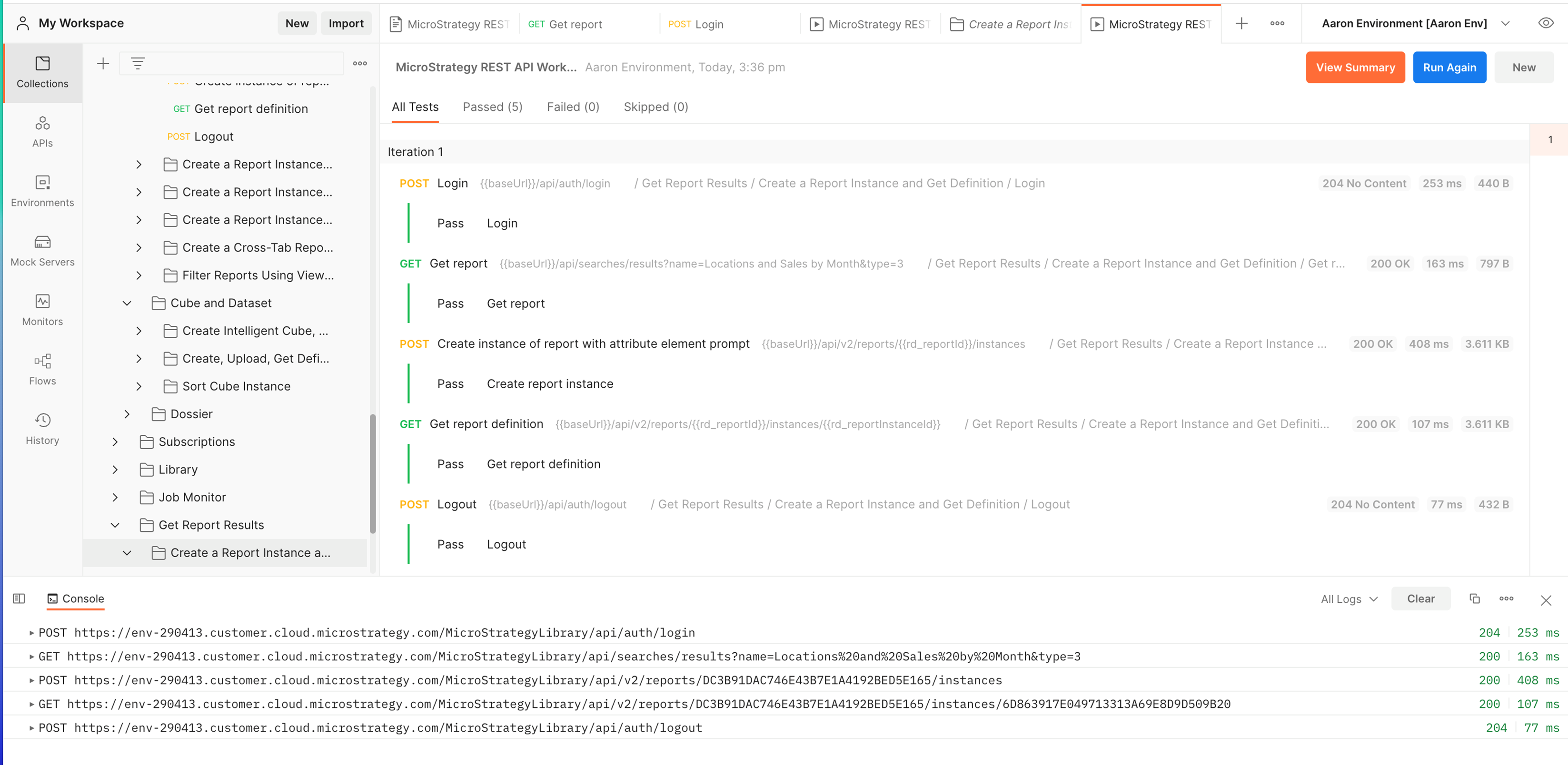 KB485553: Use the MicroStrategy REST API and Postman to Get Report Results