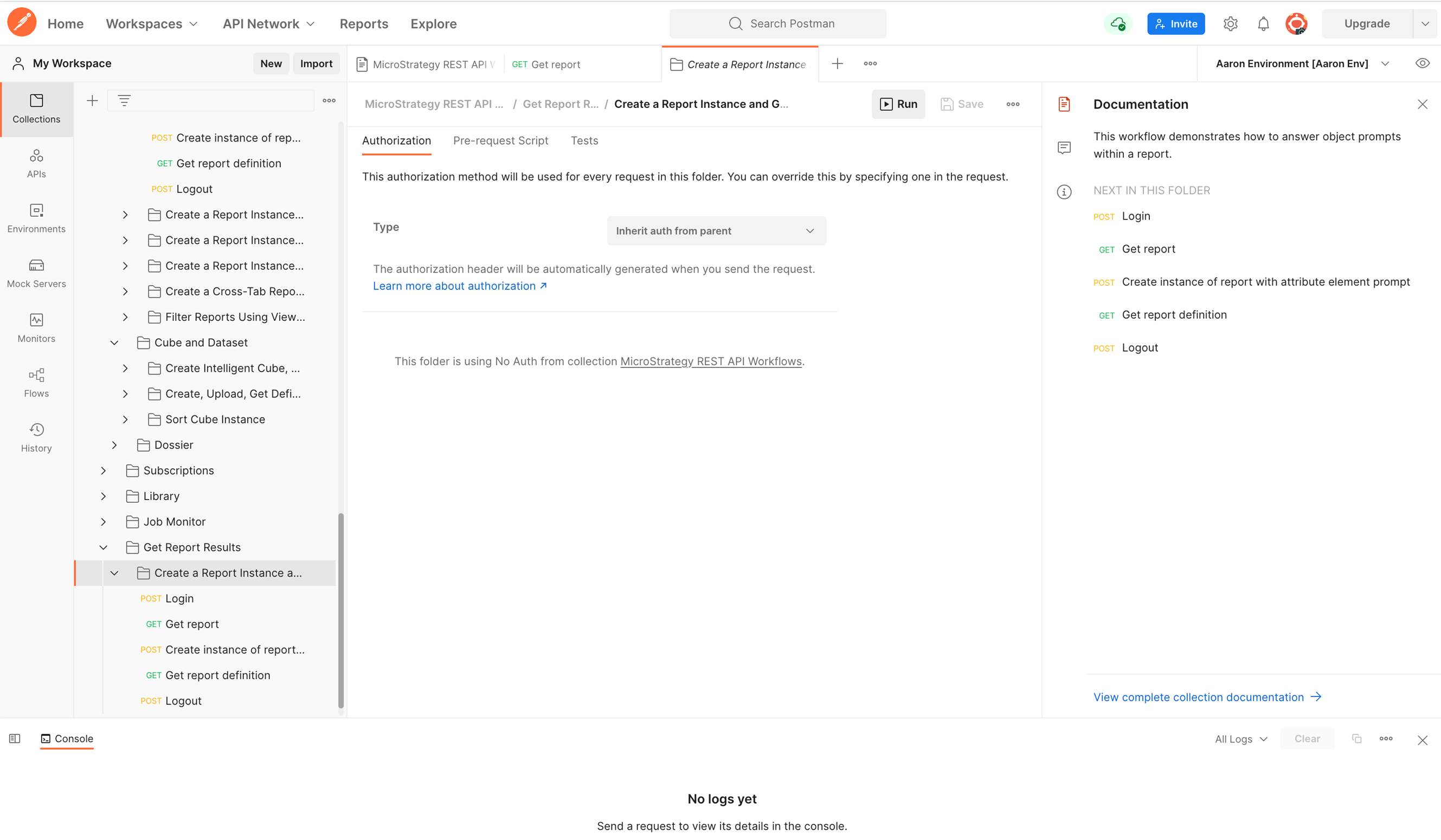 KB485553: Use the MicroStrategy REST API and Postman to Get Report Results