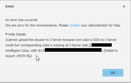 KB483707: Attempting to Upload a MSTR File in MicroStrategy Produces the Error, "Cannot upload ...