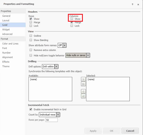 KB483686: In MicroStrategy 2019 Update 3, grids in a document display column headers even when ...