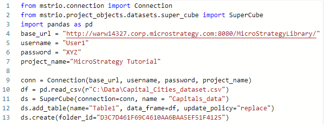 KB485674: Create Super Cube from Excel file and update it with a script in MicroStrategy Workstation