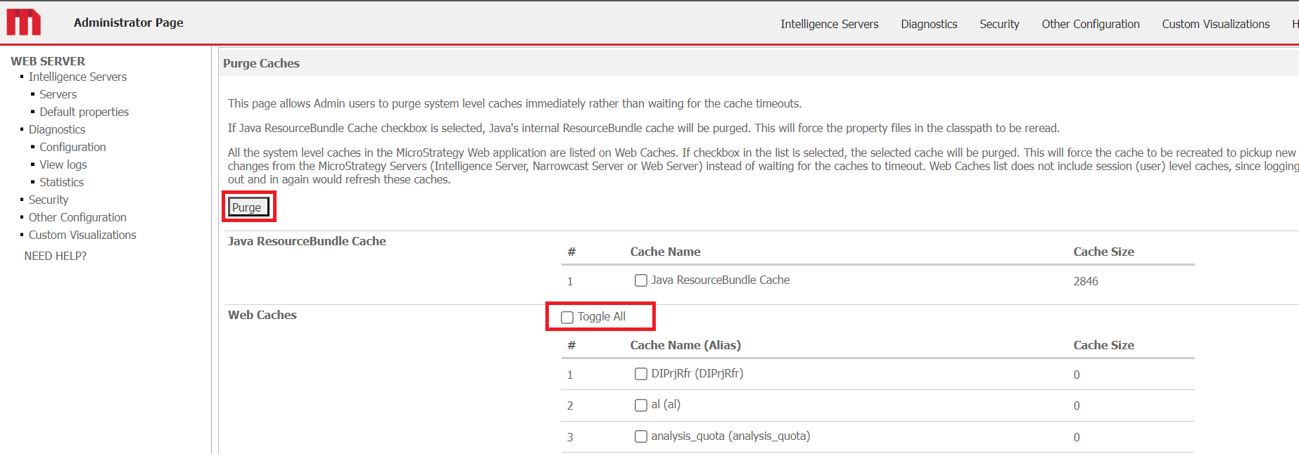 KB16403: How to Purge Web Caches in MicroStrategy Web ASP and JSP