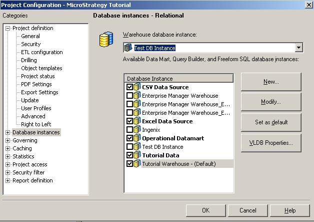 KB419958: How to create a database instance for project warehouse in MicroStrategy Developer?