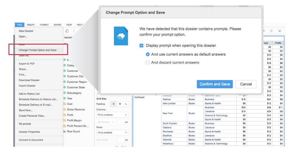 KB441304: How do Prompts work with Dossiers