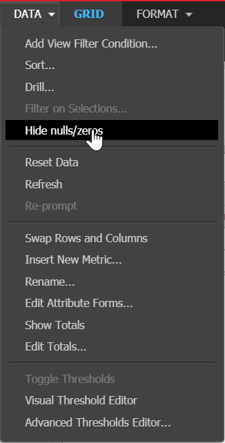 KB440049: Individual metric columns hidden with all zero or null values in MicroStrategy 10.9 ...
