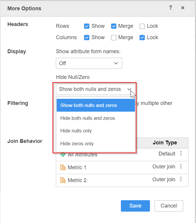 KB440049: Individual metric columns hidden with all zero or null values ...